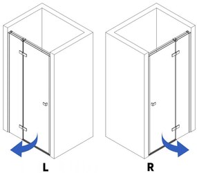 Jednokřídlé sprchové dveře REA ATLAS LEVÉ 90 cm, zlatá kartáčovaná/transparent - bez vaničky