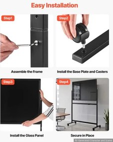 Magnetická bílá tabule ze skla, 888x583 mm VEVOR