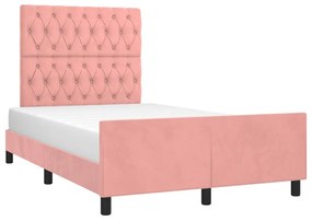 Rám postele s čelem růžový 120 x 190 cm samet