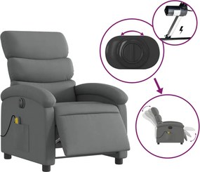 Elektrické masážní polohovací křeslo tmavě šedé textil 3203967