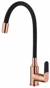 Invena Glamour, stojánková dřezová baterie s flexibilním ramenem, černá-růžové zlato, BZ-08-L14-V