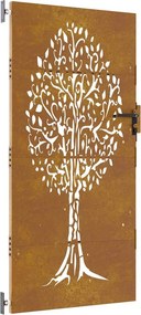 Zahradní branka 85 x 175 cm z cortenové oceli, design stromu 153212