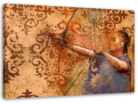 Obraz na plátně Lukostřelkyně RETRO VINTAGE - 120x80 cm