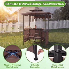 Costway Grilovací altán 3 částečný zahradní altán s barem 2 skládací barová
