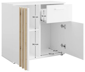 Kondela Komoda, 2D1S, bíla/dub artisan, TOLIS TYP 4