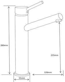 Mexen ERI - Vysoká umyvadlová baterie, Černá, 74210-70