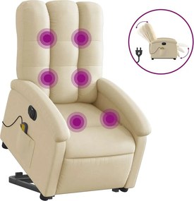 Elektrické zvedací masážní polohovací křeslo krémové textil 3204137