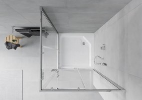 Mexen Rio, čtvercový sprchový kout 90 x 90 cm, 6mm čiré sklo, chromový profil + bílá sprchová vanička RIO, 860-090-090-01-00-4510
