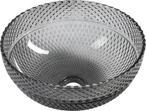 Sapho Sapho, BEAUTY gravírované skleněné umyvadlo na desku Ø 39,5cm, černá, TY310