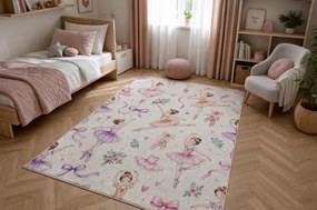 Dětský koberec protiskluzový BAMBINO 61600 krémový / růžový