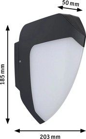 P 94516 LED venkovní nástěnné svítidlo Smart Home Zigbee Ikosea neláká hmyz IP44 50x203mm CCT 4,4W 230V antracit umělá hmota - PAULMANN