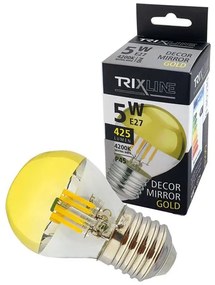 Žárovka LED E27 5W bílá přírodní TRIXLINE Decor Mirror P45 Gold