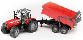 Bruder Traktor MASSEY FERGUSON se sklopným vozem červený