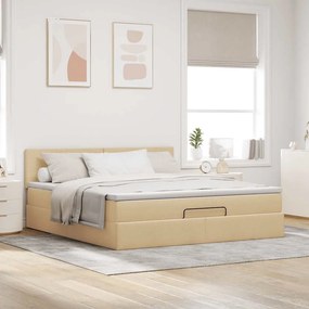 Osmanská postel s matrací &amp; LEDs krémová 180x200cm látka 3312248