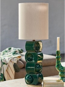 Zelená/krémová keramická stolní lampa s textilním stínidlem (výška 68 cm) Brady – Bloomingville
