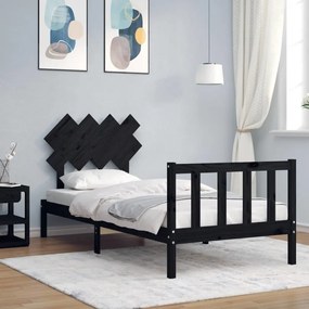 vidaXL Rám postele s čelem 90 x 200 cm masivní dřevo [3193452] Barva: Černá