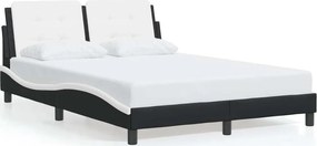 vidaXL Rám postele s LED osvětlením 140 x 190 cm umělá kůže [3214105] Barva: Černobílý