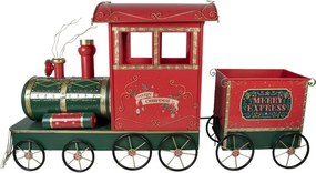 Velká červená kovová vánoční dekorace vlak Merry Express - 280*75*135 cm
