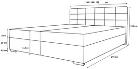 Čalouněná postel 140x200 ELSIE 4 s úložným prostorem - světle béžová