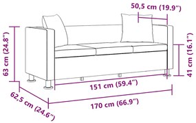 vidaXL Marketos 3místná pohovka umělá kůže černá