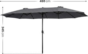 Dvojitý zahradní slunečník TILIA 460x270 cm tmavě šedý