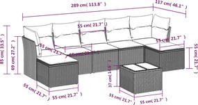 8dílná zahradní sedací souprava s poduškami šedá polyratan 3249879
