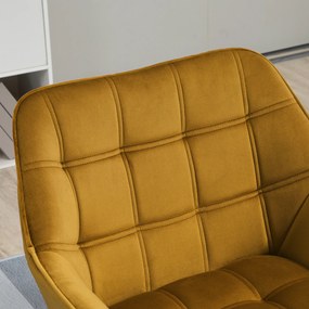 HOMCOM křeslo s polohovatelným sedákem se sametem, skandinávské, zvýšené nohy, sametový polyester, žlutá 67x61,5x71 cm | Aosom.de