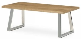 Konferenční stolek 120x60 MDF dýha dub kovové nohy broušený nerez CT-W1515 OAK