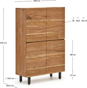 Komoda z masivu akácie v přírodní barvě 100x155x40,5 cm Uxue – Kave Home