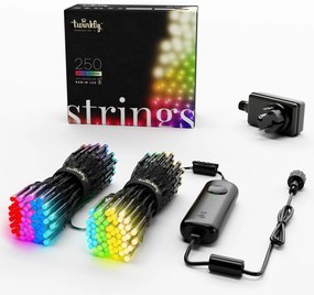 Twinkly Chytrý LED světelný řetěz Twinkly Strings Multicolor + White - 250 žárovek, černá barva, multi barva, plast