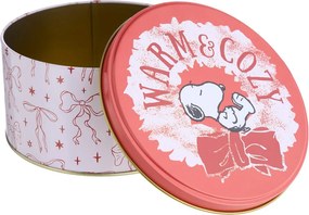 PEANUTS Dóza kulatá "Warm & Cozy" 13,5 cm - červená/bílá