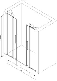 Mexen Velar Duo posuvné sprchové dveře 180 cm, transparentní, černé - 871-180-000-02-70