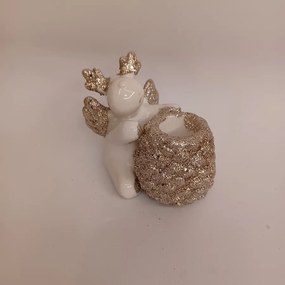 Vánoční svícen na stůl keramický 9,5 × 9 × 8 cm, průměr na svíčku 2 cm