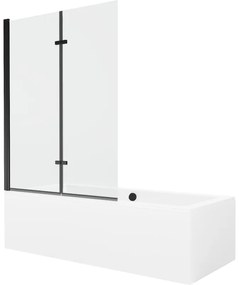 Mexen Cube obdélníková vana 170 x 80 cms pláštěm 2-křídlovou zástěnou 120 cm, Průhledné, Černá - 550517080X9212027000