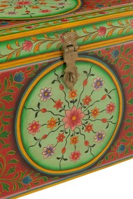 Dřevěná barevná truhla Mumbai mango wood - 78*43*45 cm