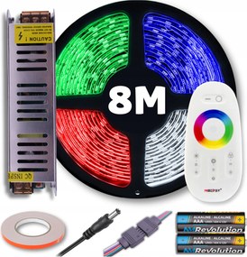 Set Led pásek Rgb barevný bílý studený s dálkovým ovládáním a napájecím zdrojem 8M 12V