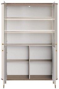 Vitrína Vesper 103 cm - kašmír / ořech / zlaté nohy