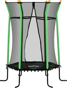 HOMCOM Dětská trampolína Ø163,5 cm, vnitřní trampolína se ochrannou sítí a okrajem, skákací guma, pro děti do 50 kg, od 3 do 10 let Zelená | Aosom