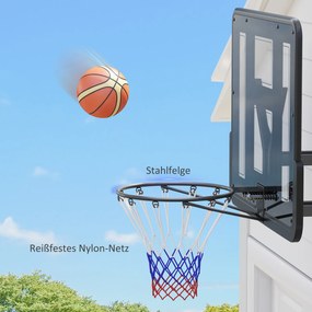 SPORTNOW basketbalový koš s deskou pro venkovní a vnitřní použití, basketbalová deska s ocelovou obroučkou Ø45 cm a sítí, montáž na zeď, basketbalová…