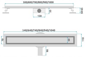Odtokový žlab REA NEOX PRO 80 cm, broušený nikl