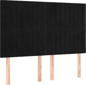 Box spring postel s matrací a LED černá 140x190 cm samet 3136241