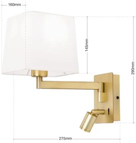 Orion WA 2-1469/1- LED Nástěnná lampa CARLTON 1xE27/40W/230V + LED/3W bílá/zlatá