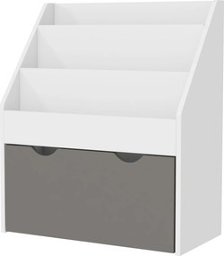 AIYAPLAY dětský regál pro 3-8 let s 3 policemi a spodní zásuvkou, z MDF, 62,5x30x70 cm, šedý