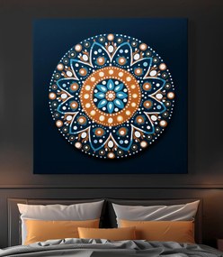 Obraz na plátně - Mandala bílé tečky folklor FeelHappy.cz Velikost obrazu: 100 x 100 cm
