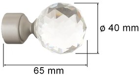 GARNÝŽE-HEBR Garnýž rýhovaná Koule crystal double chrom mat dvojitá 110 cm