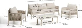 Hnědý/béžový zahradní lounge set z masivu akácie pro 5 osob Aleria – Kave Home