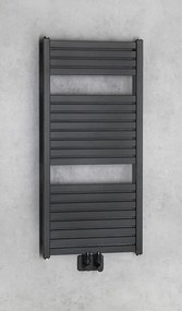 Aqualine Aqualine, TONDI topné těleso 450x970 mm, středové připojení, černá matná, DT456T