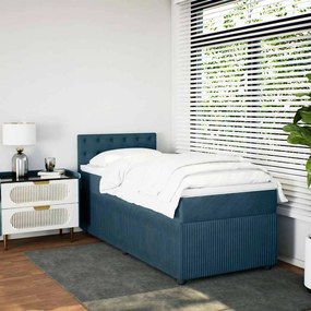 Box spring postel s matrací modrá 100 x 200 cm samet 3289978