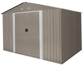 Riwall PRO RMSA 8x10 Brown zahradní domek kovový 3 x 2,4 m se sedlovou střechou hnědý