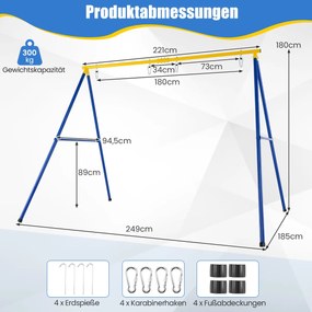 Costway 2-dílná houpačka s nastavitelnými lany + houpačka s A-rámem modrá +